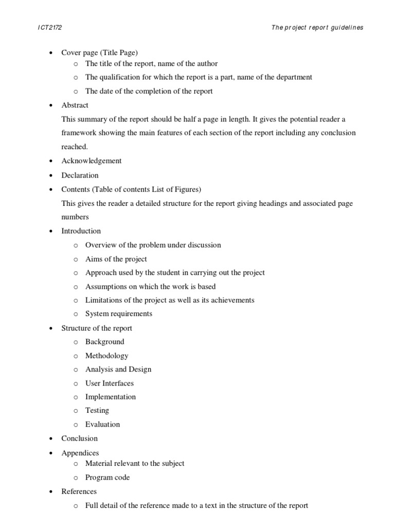 ICT2172-The Project Report Guidlines | PDF | Science | Learning
