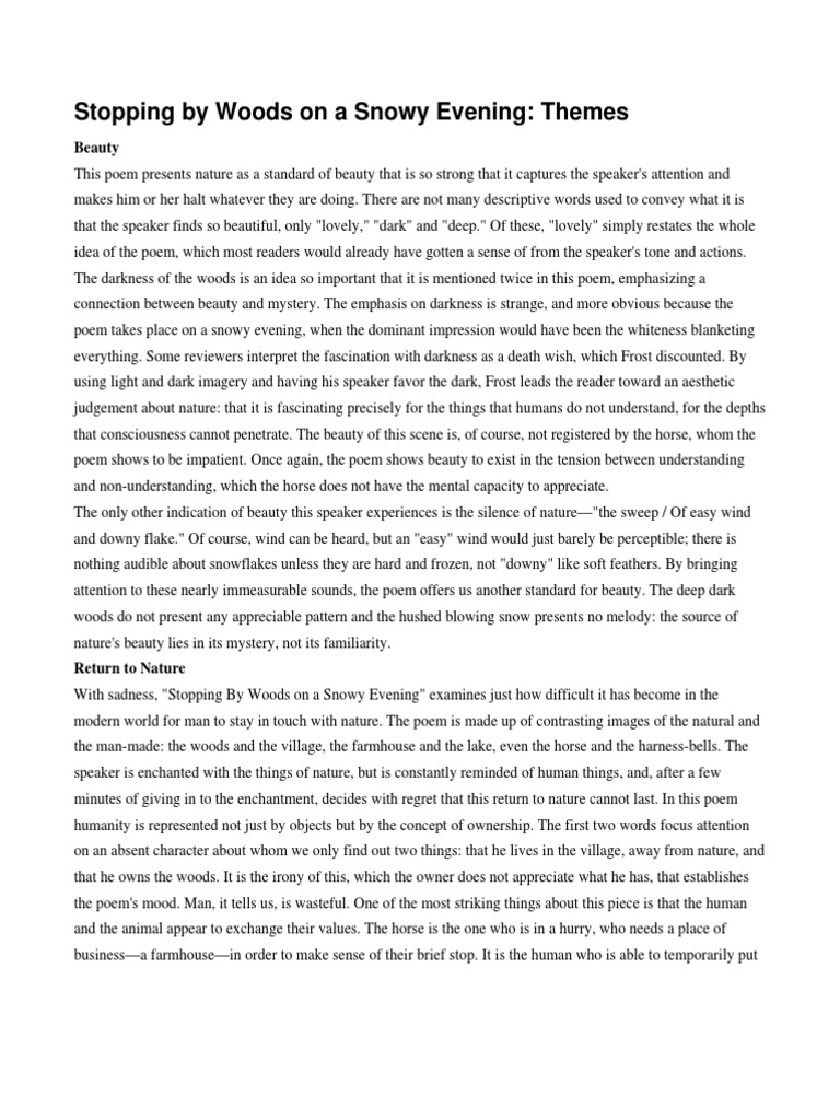 2 Stopping by Woods On A Snowy Evening | PDF | Metre (Poetry) | Poetry