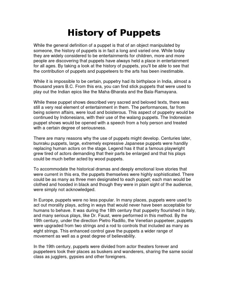 History of Puppets | Download Free PDF | Puppetry | Theatre