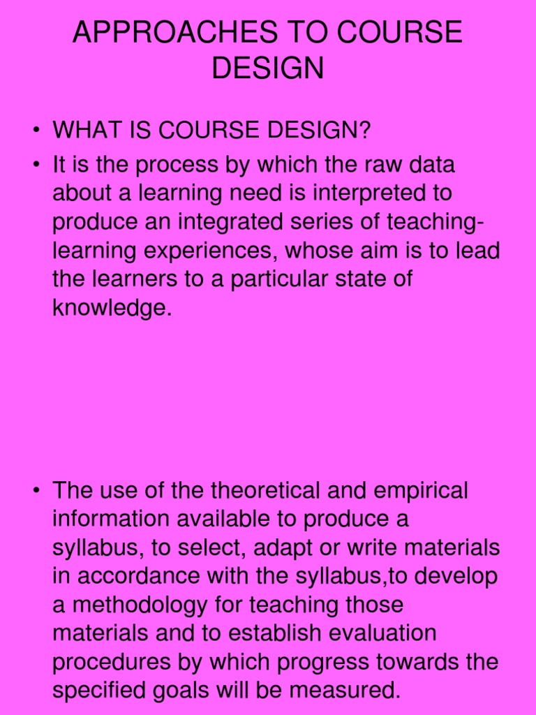 Approaches To Course Design | PDF | Competence (Human Resources ...