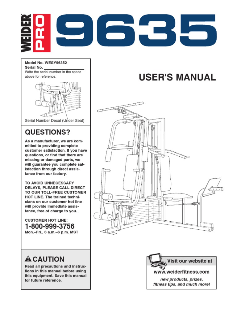 Weider Home Gym 8530 Exercise Chart Wholesale Outlet | www.pinnaxis.com