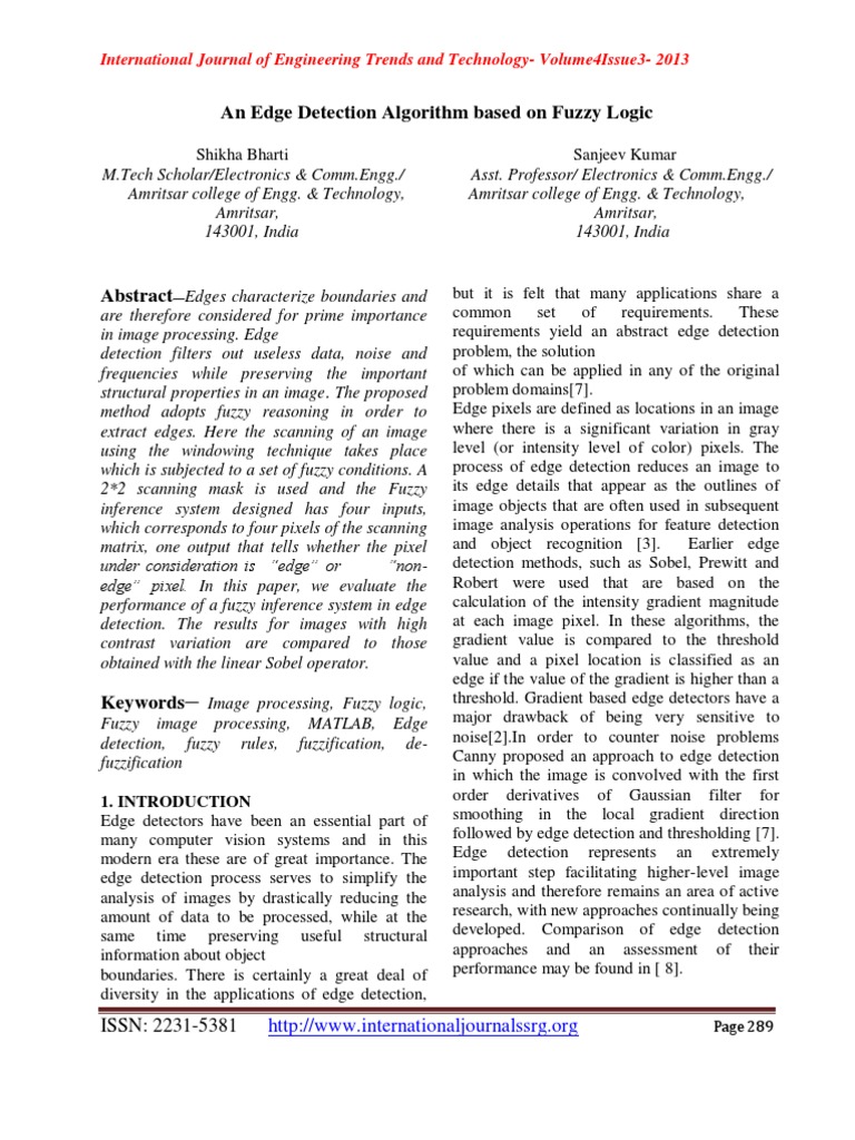 An Edge Detection Algorithm Based On Fuzzy Logic Pdf Fuzzy Logic Signal Processing