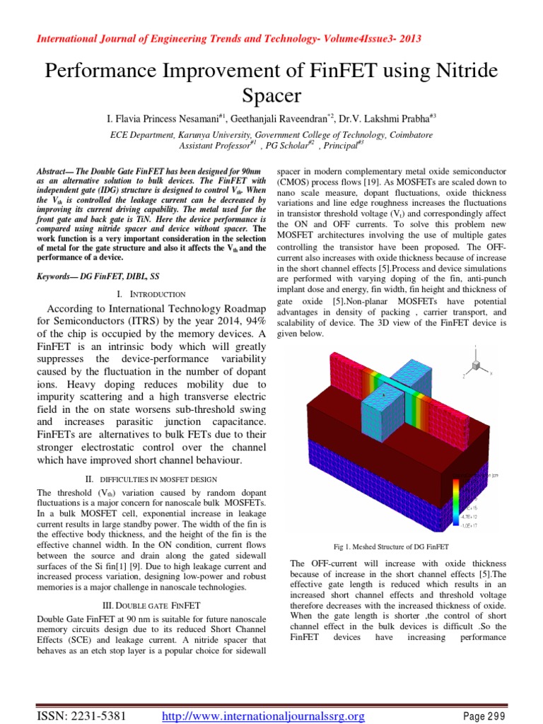 Performance Improvement of FinFET using Nitride Spacer | Field Effect ...