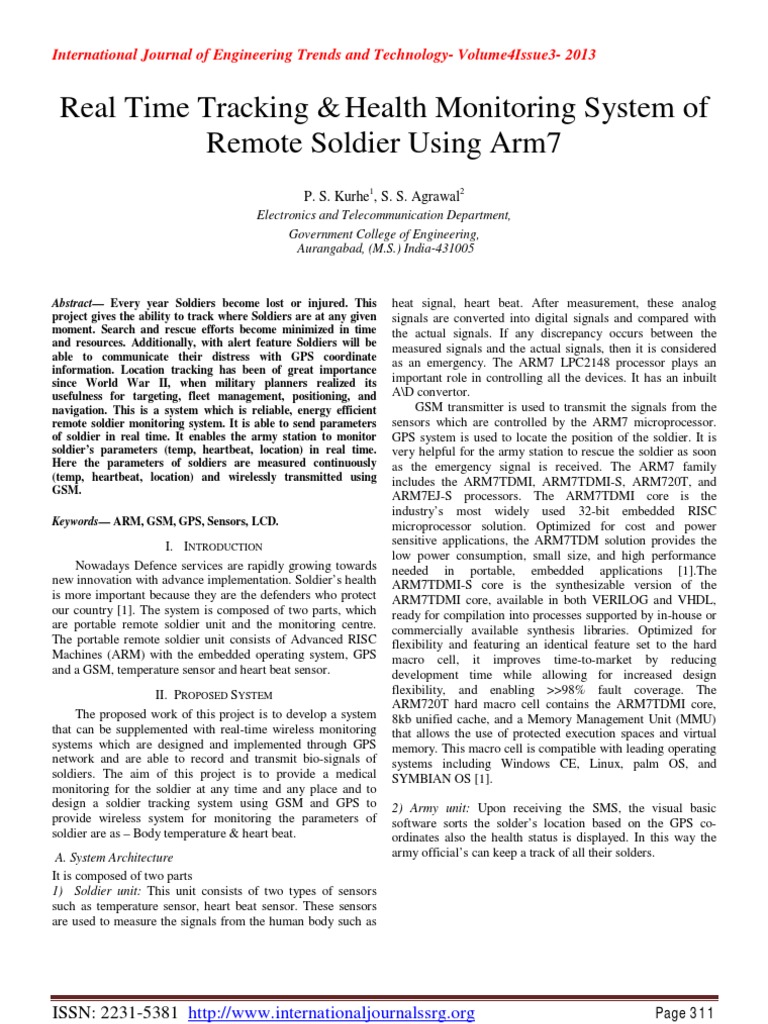 Real Time Tracking & Health Monitoring System of Remote Soldier Using ...