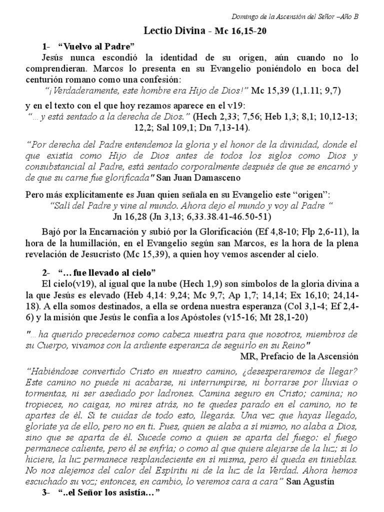 Ascensión del Señor: Esperanza y Misión | PDF | Ascension de jesus ...