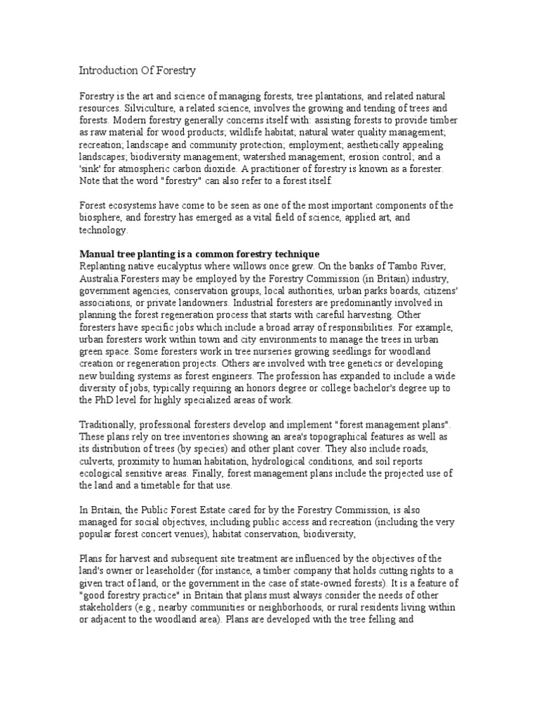 Introduction of Forestry | PDF | Forestry | Forests