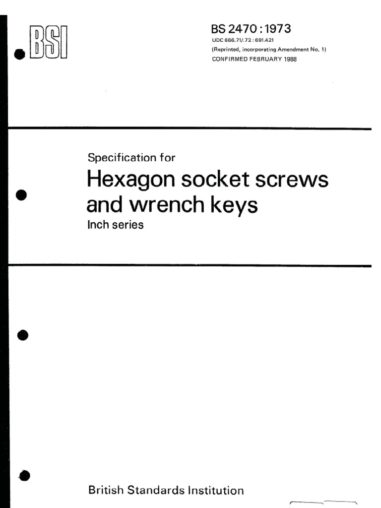 BS 2470-1973 Hexagon Socket Screws PDF | PDF