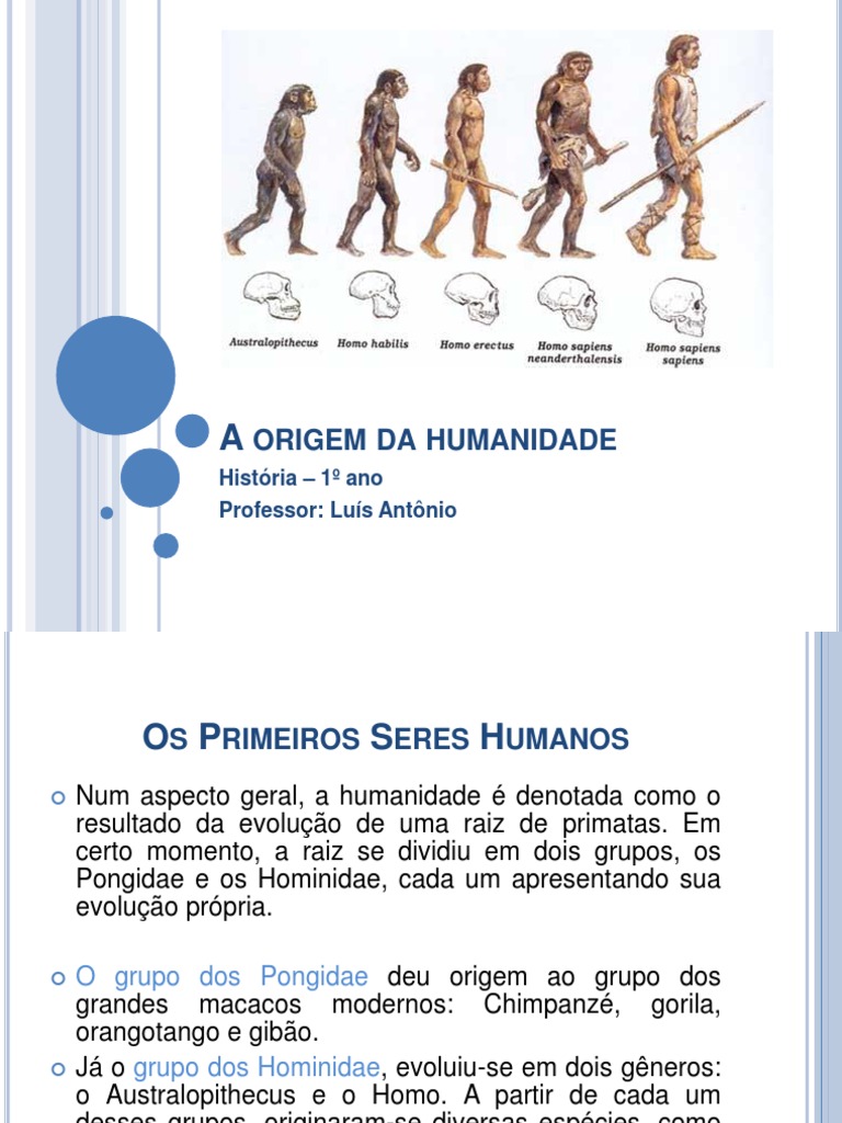 A origem da humanidade - 1º ano | Homo | Paleolítico
