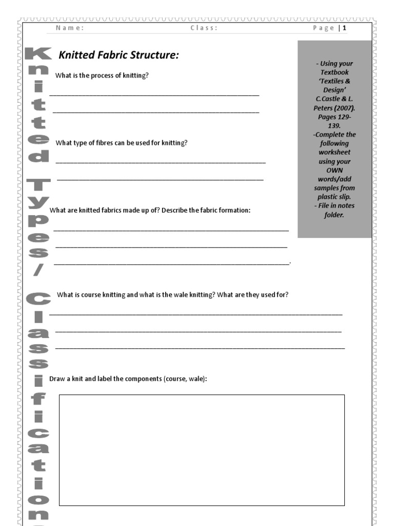 Knitted Fabric Structure Classifications and Types | PDF