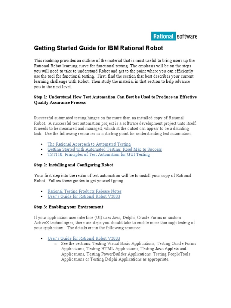 Getting Started Guide For Ibm Rational Robot Download Free Pdf Automation Robot 1769