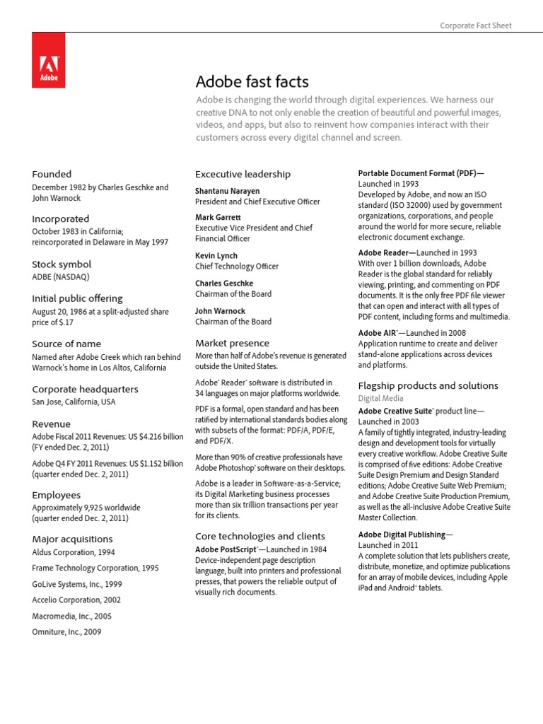 Adobe Fast Facts | PDF
