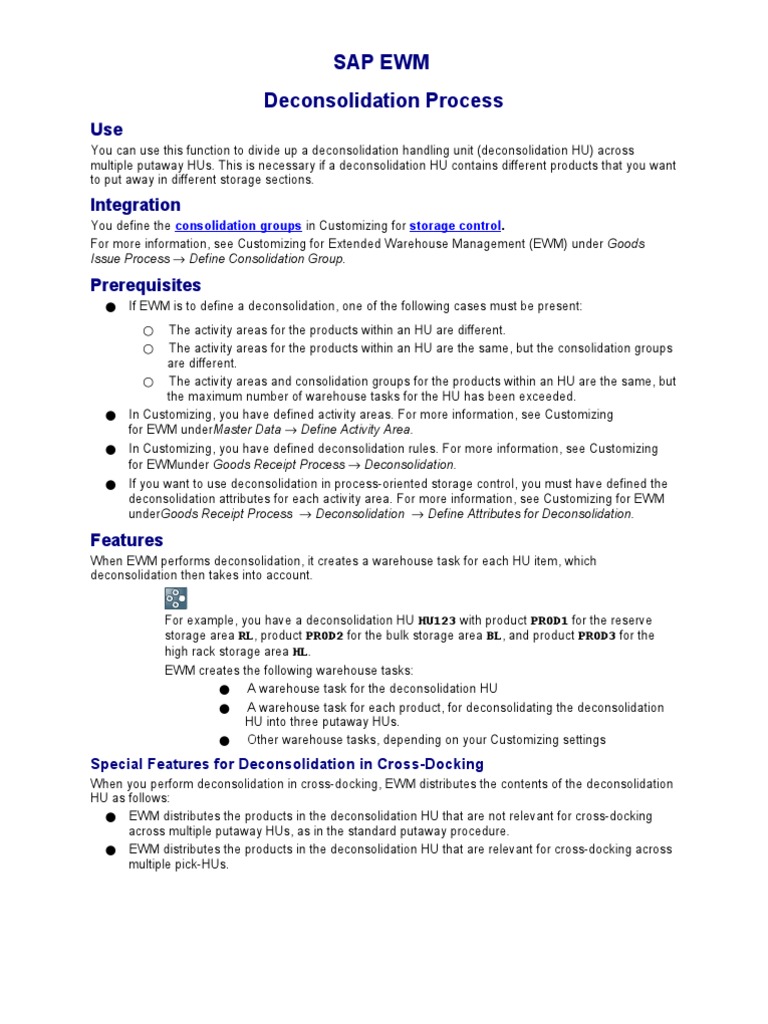 SAP EWM Deconsolidation Process | PDF | Warehouse | Computing