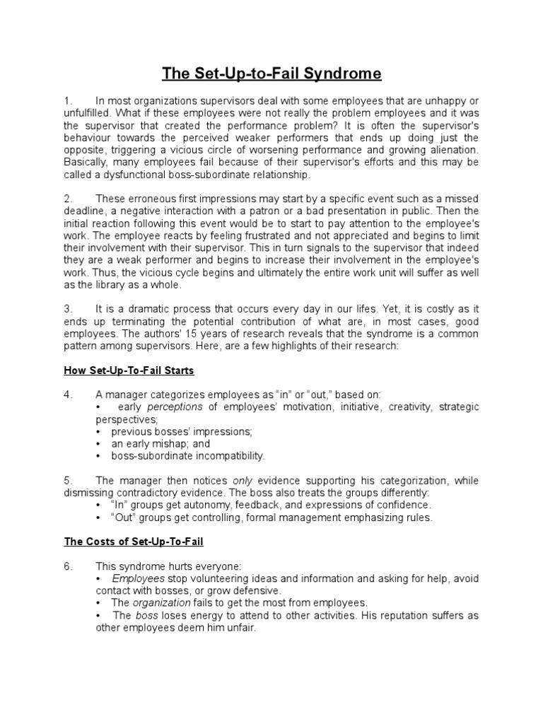 The Set-Up-To-Fail Syndrome | PDF | Perception | Social Psychology