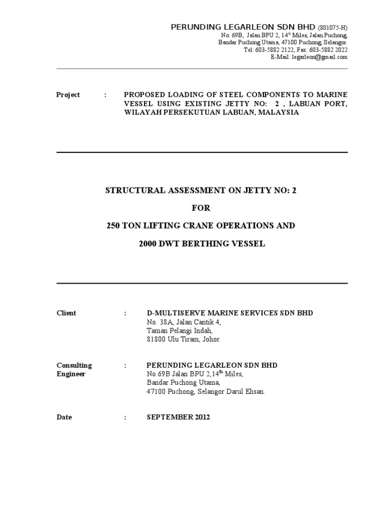 Labuan Jetty Assessment | PDF | Crane (Machine) | Civil Engineering