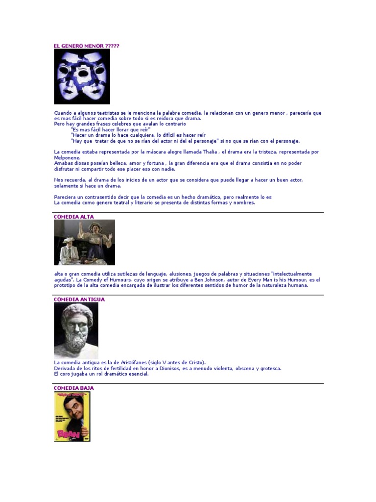 Clasificacion de La Comedia | PDF | Comedia | La risa