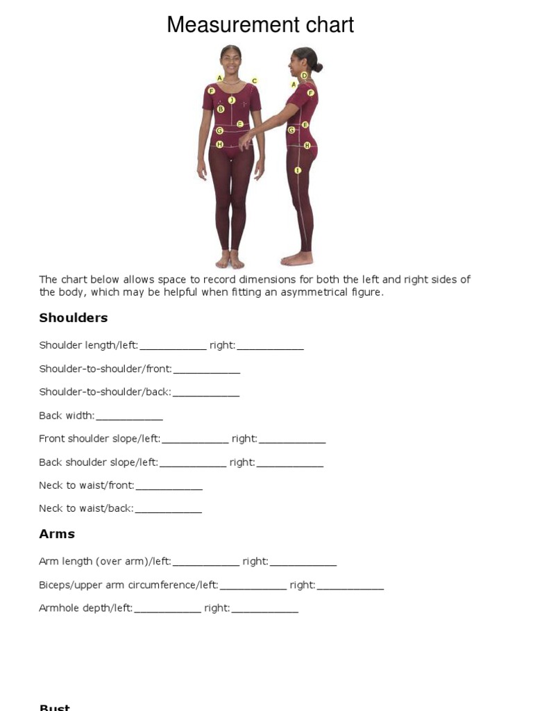 Body Measurement Chart Guide | PDF
