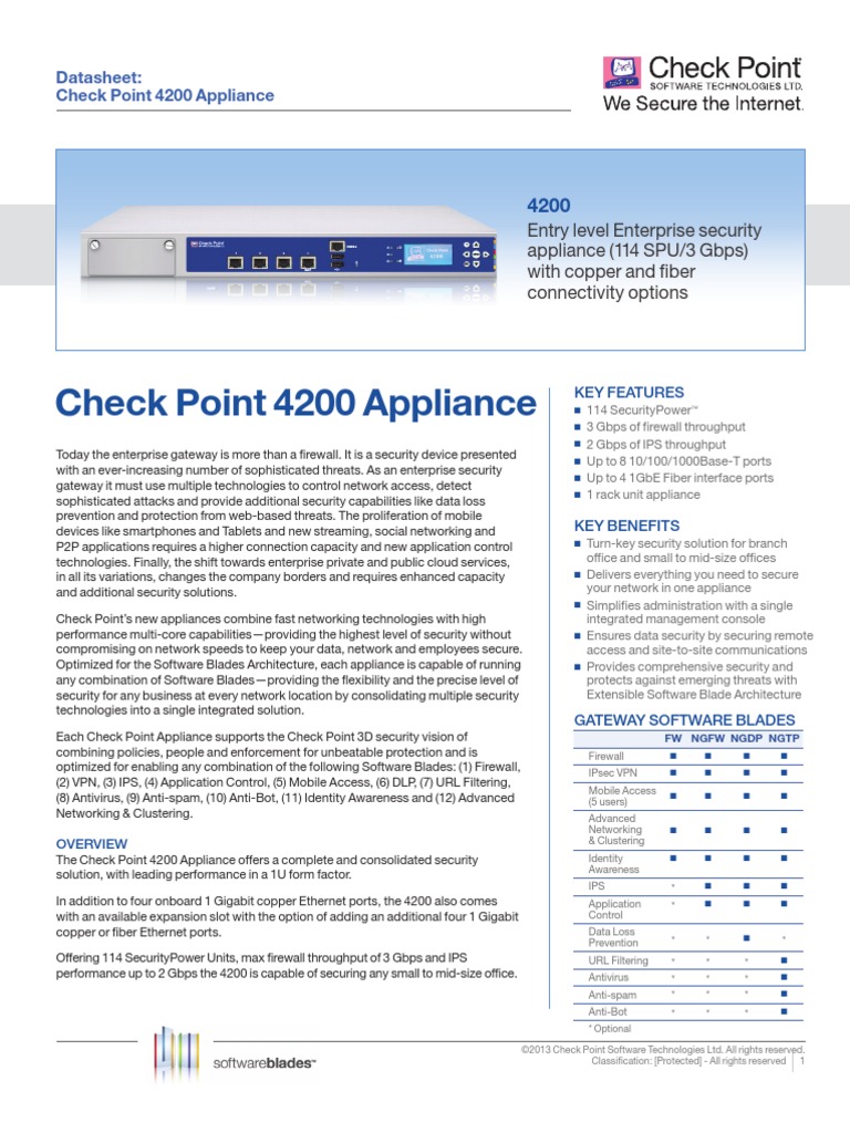 4200 Appliance Datasheet | PDF | Firewall (Computing) | Computer Network