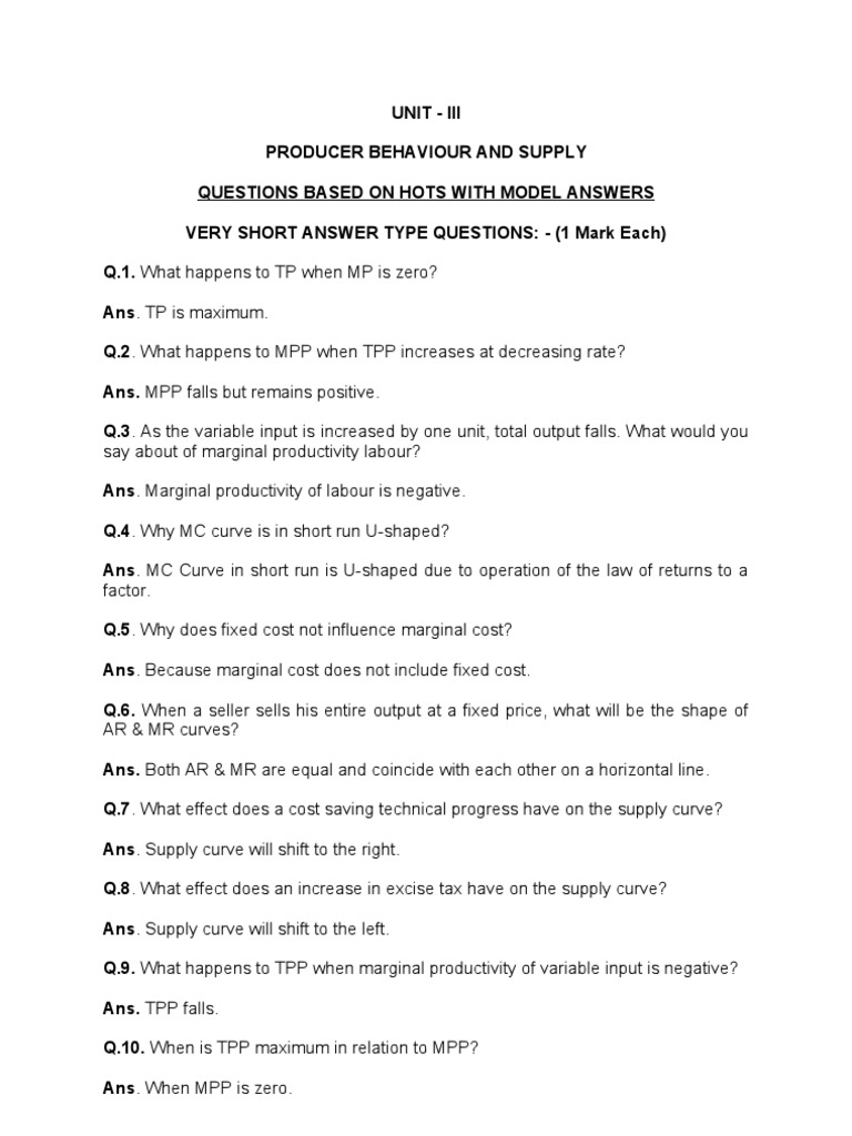 Unit - Economics | PDF | Supply (Economics) | Output (Economics)