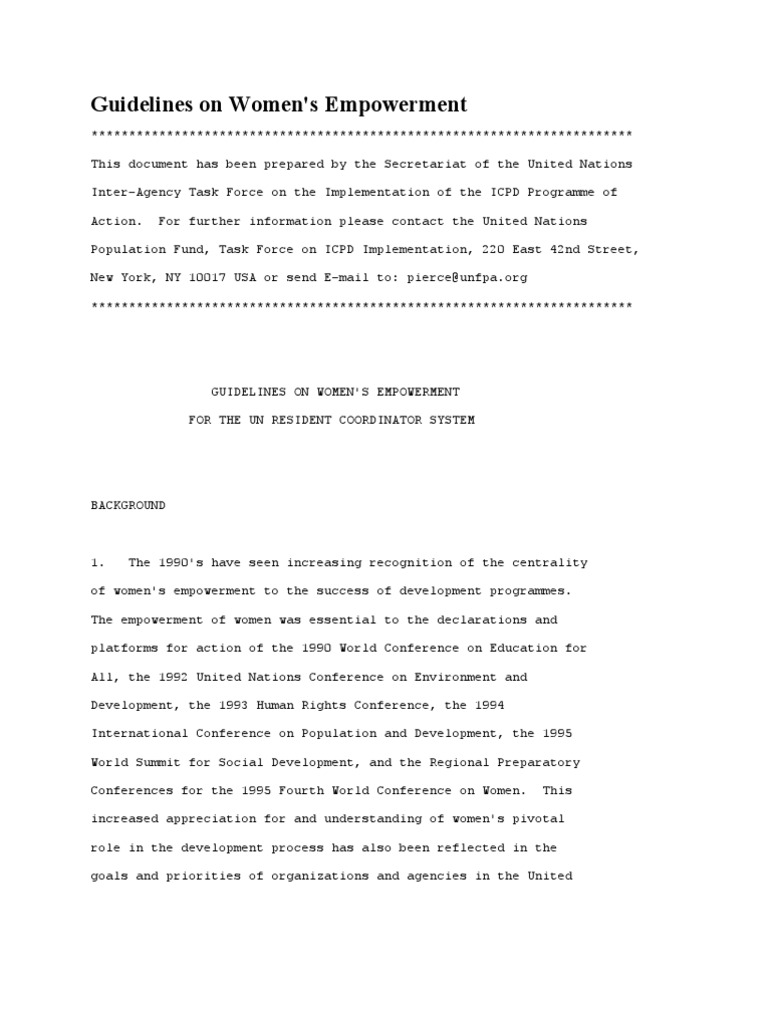 Guidelines On Women Empowerment Is Ca | PDF | Reproductive Health ...