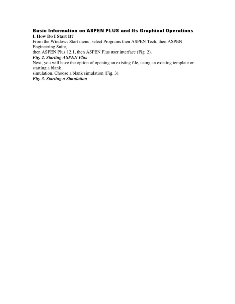 Basic Information On ASPEN PLUS and Its Graphical Operations | PDF ...
