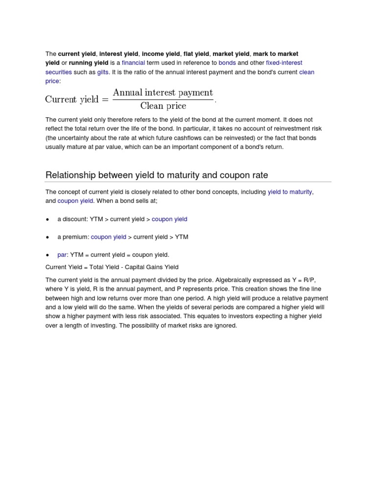 Relationship Between Yield To Maturity and Coupon Rate: Yield or ...