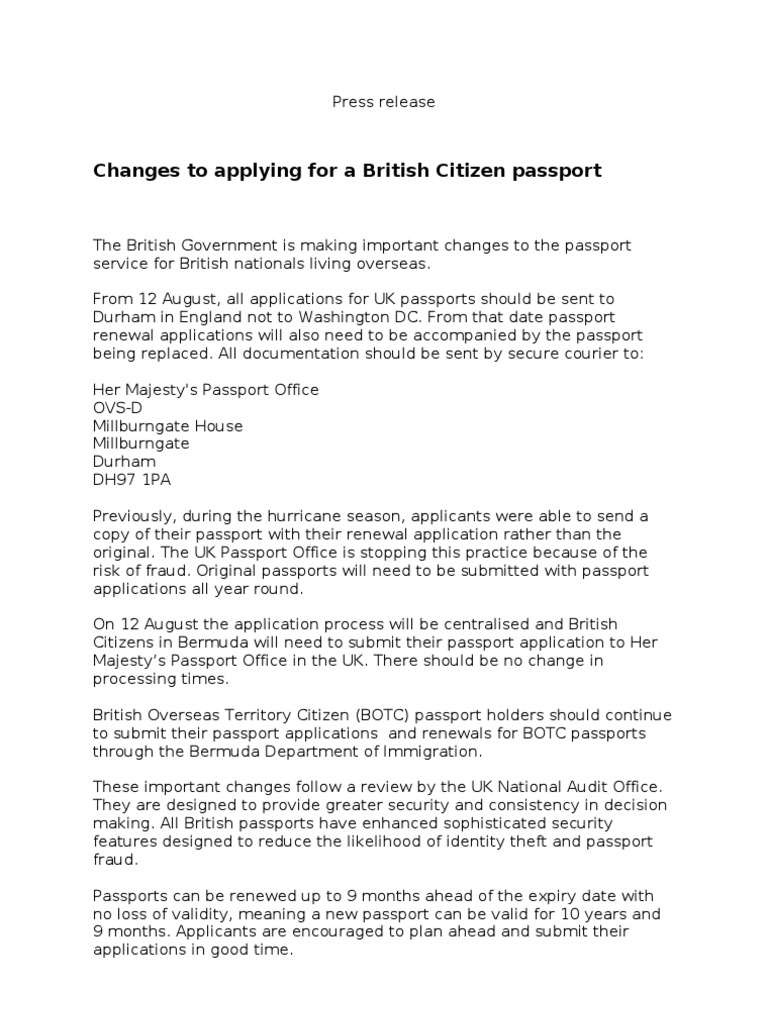 Changes to UK Passport Applications Abroad | PDF