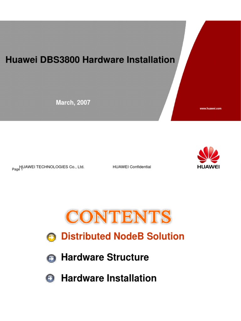 Huawei DBS Hardware Installation | PDF | Cable | Electrical Connector