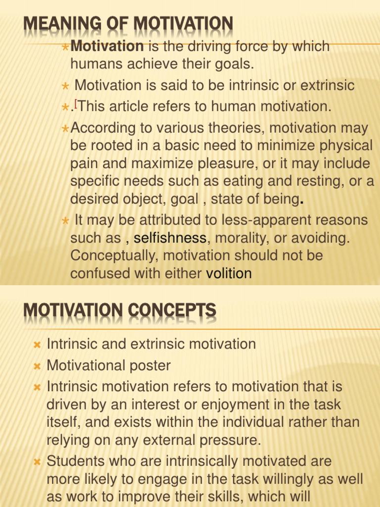 Meaning of Motivation: Motivation Is The Driving Force by Which | PDF ...