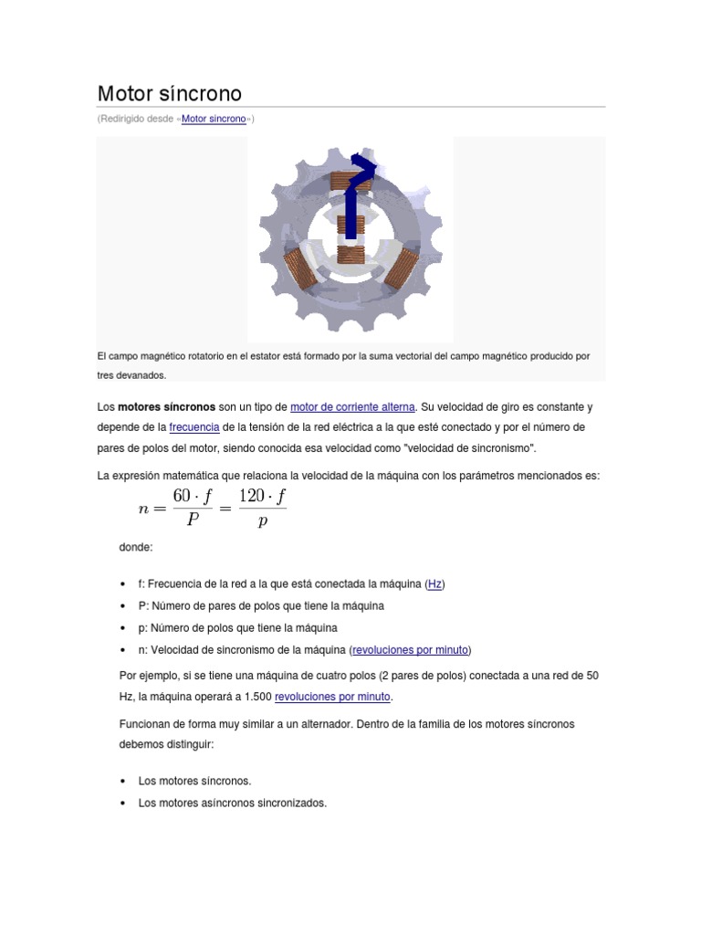 Motores Síncronos: Funcionamiento y Arranque | PDF | Motor eléctrico | Electromagnetismo