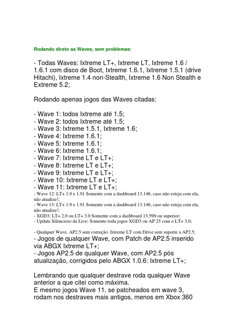 Guia completo para rodar jogos em diferentes Waves e modelos de Xbox ...