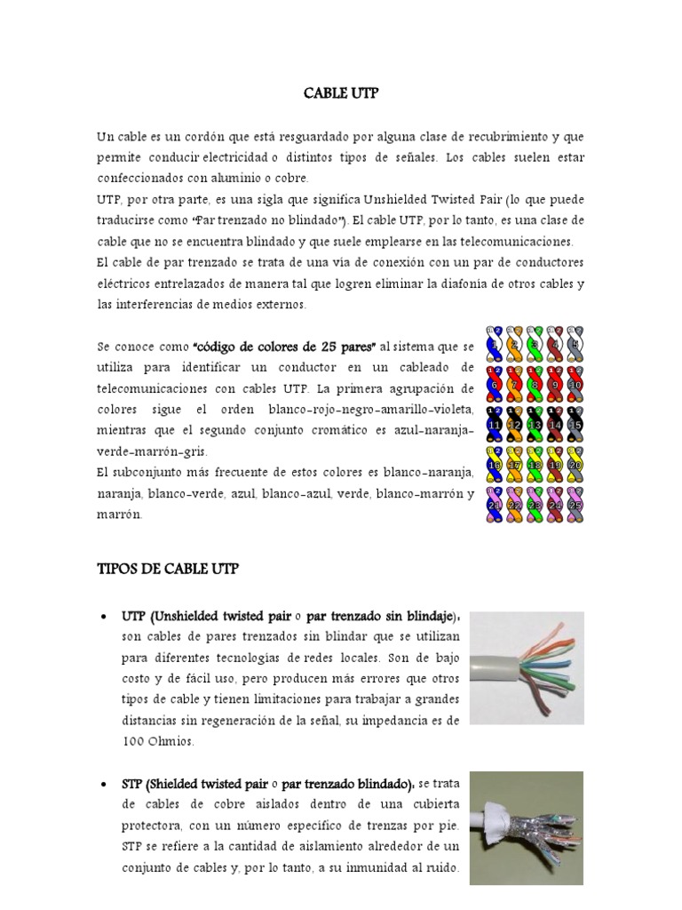 Cable Utp | PDF | Estándares informáticos | Componentes eléctricos