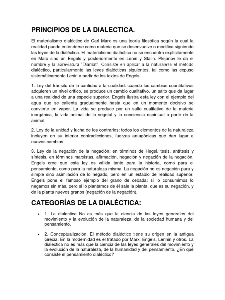 Principios de La Dialectica | Dialéctico | Conocimiento