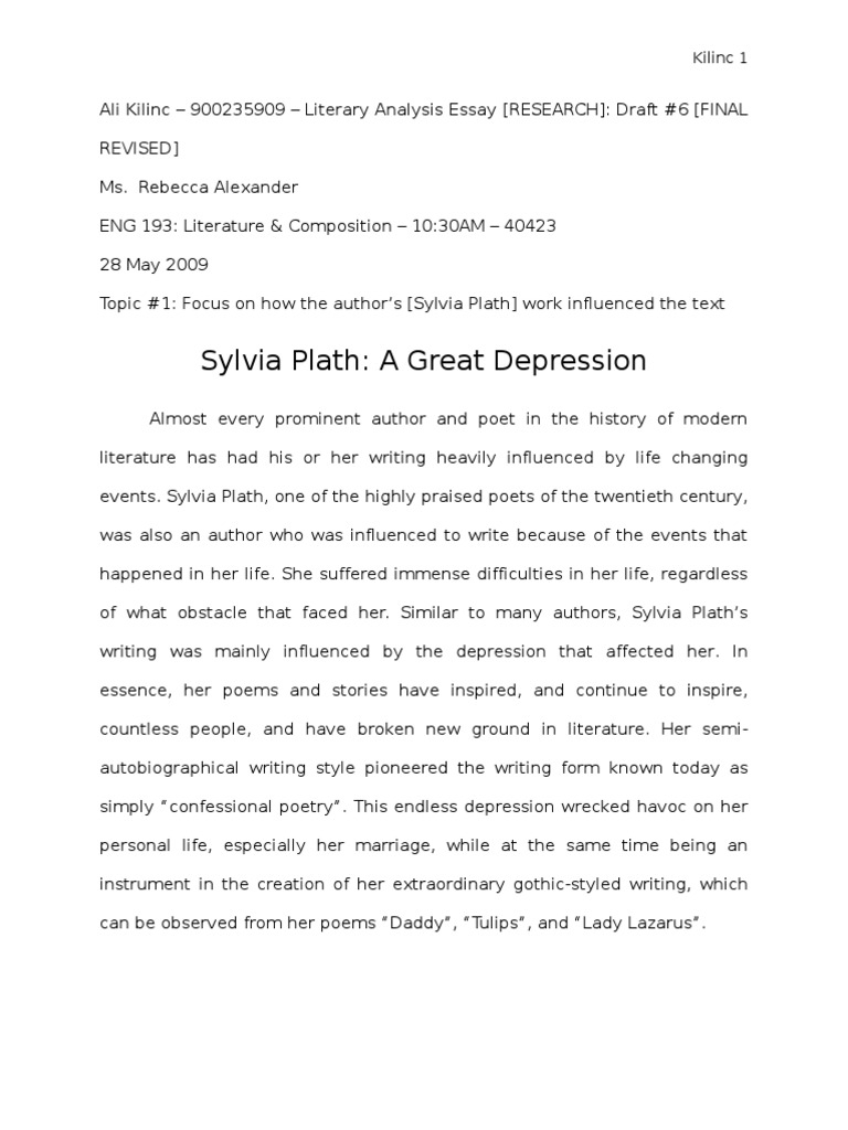 Sylvia Plath: A Great Depression | Sylvia Plath | Poetry