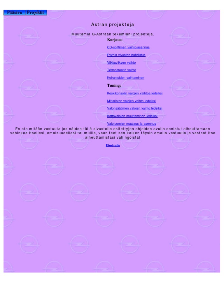 Astra G - Projektit | PDF