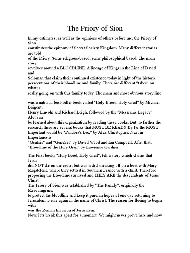The Priory of Sion | PDF | Michael (Archangel) | King Arthur