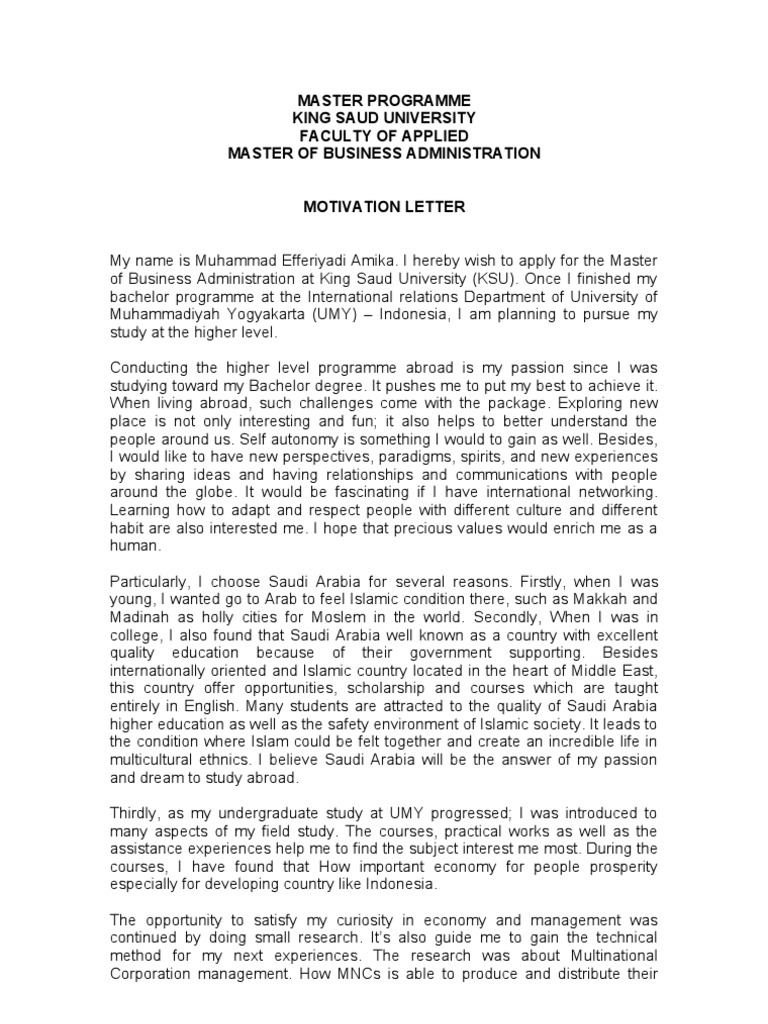 Contoh Motivation Letter | PDF | Multinational Corporation | Strategic ...