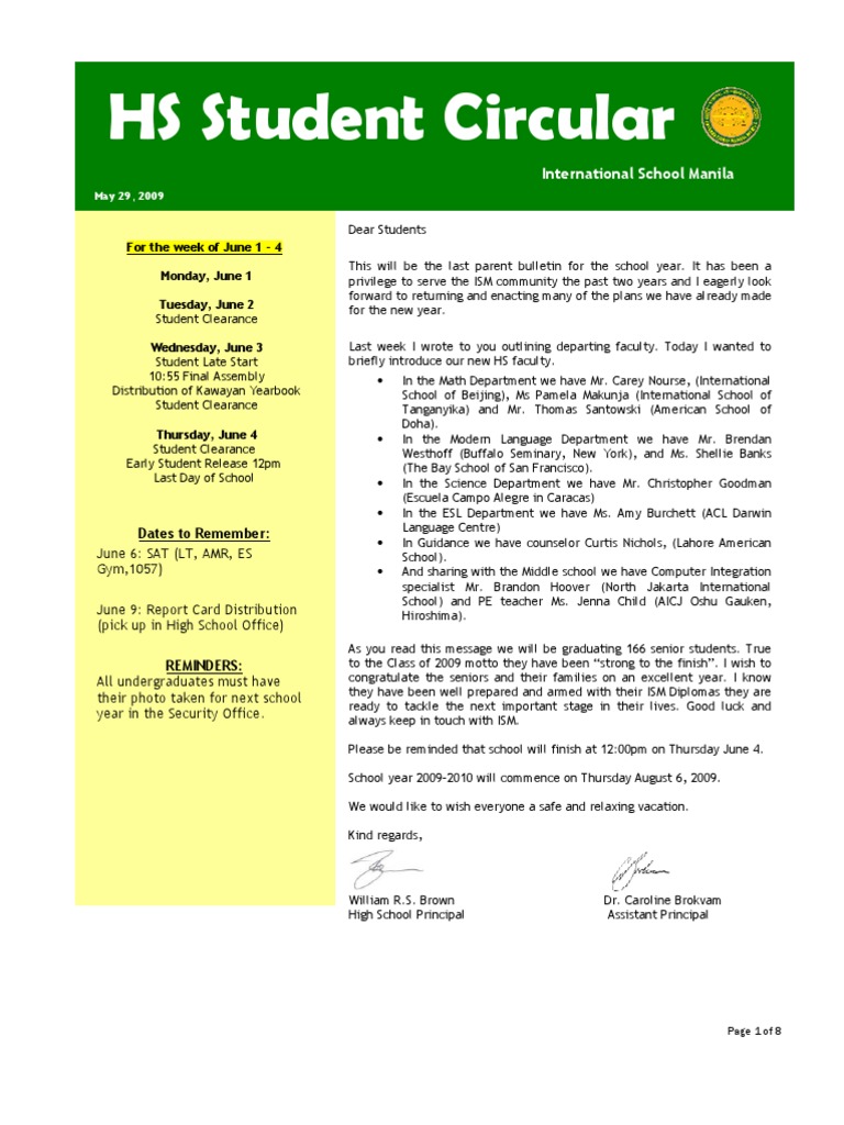 Student Circular May 28 | College | Universities And Colleges