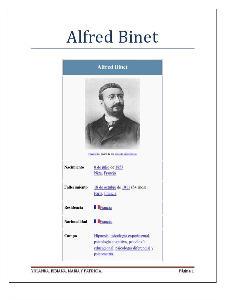 Alfred Binet | PDF | Sicología | Cognición