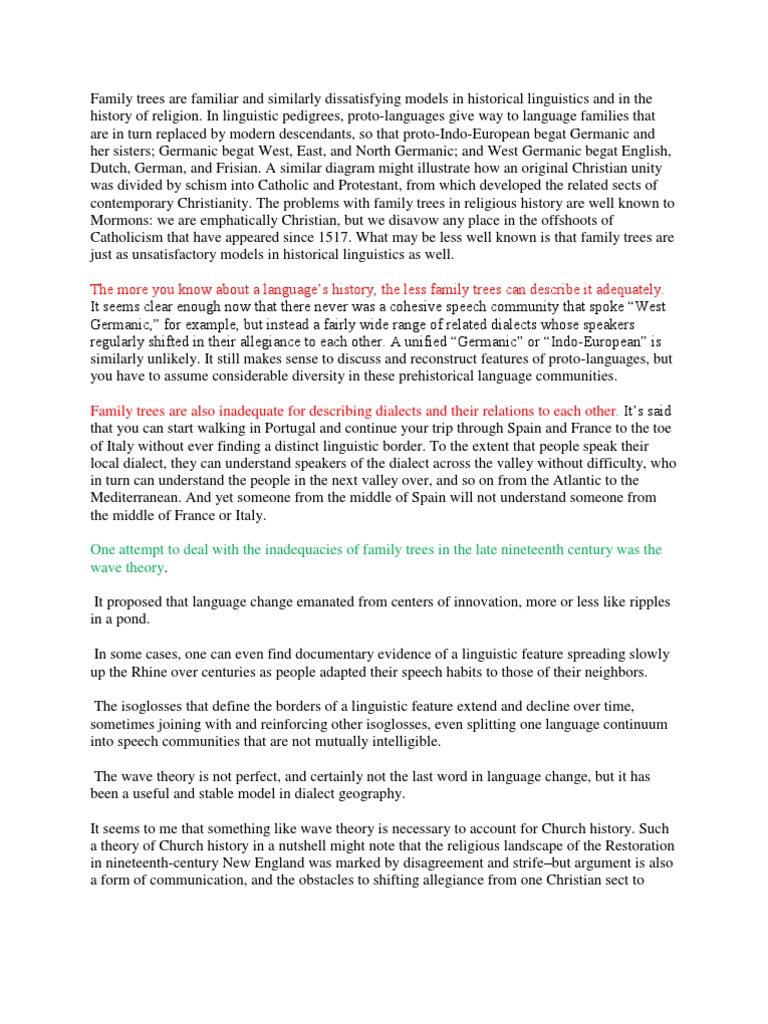 Wave Theory of Linguistic Change | PDF | English Language | Grammatical ...