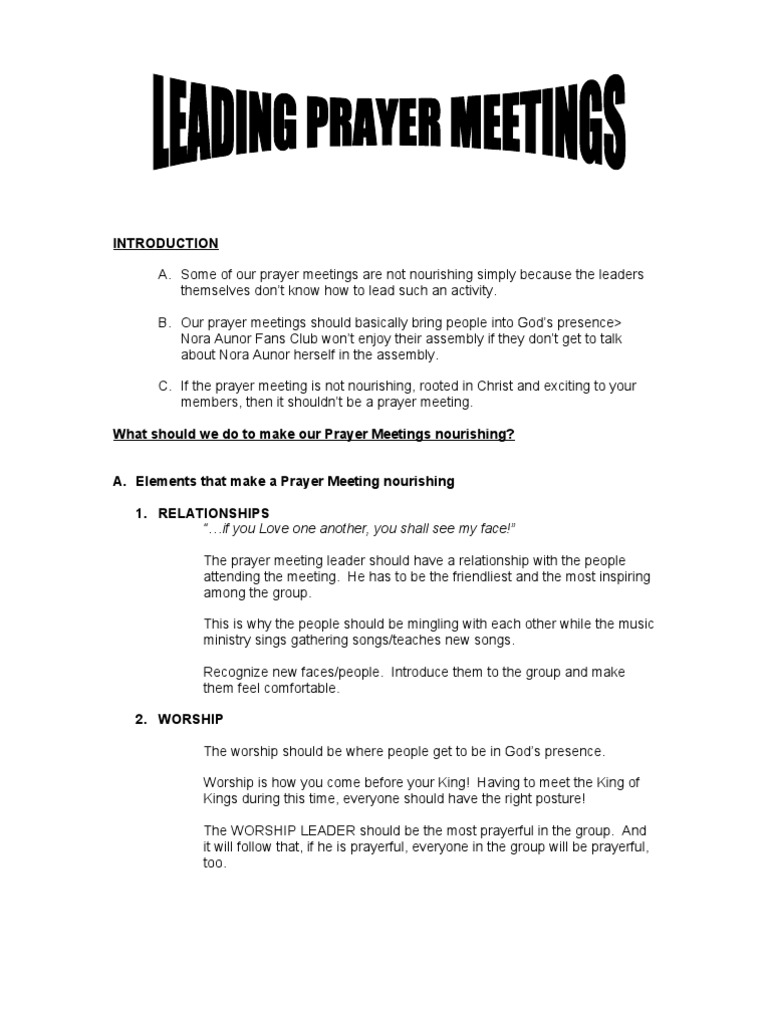 Leading Prayer Meetings | Worship | Prayer