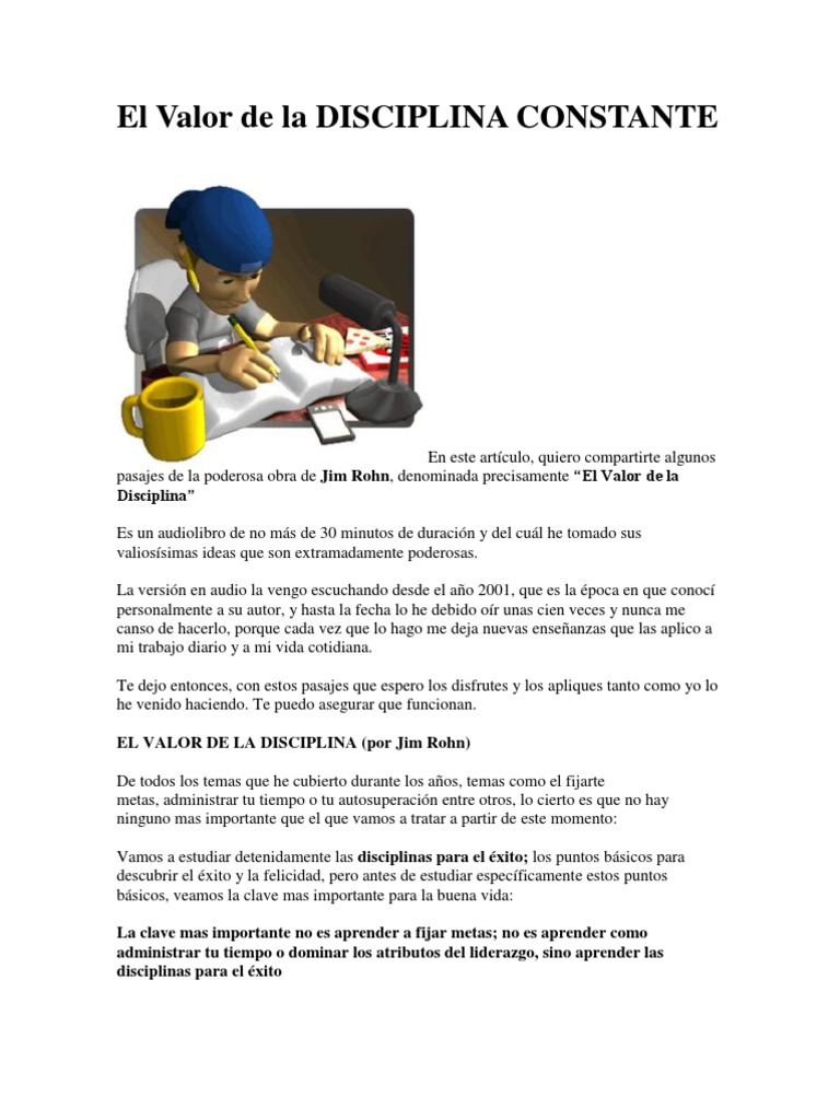 El Valor de La Disciplina Constante | Disciplinas | Felicidad y autoayuda
