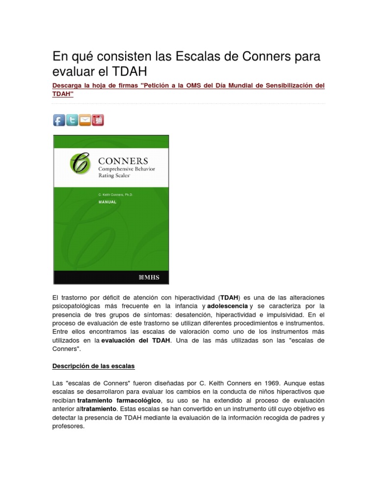 En qué consisten las Escalas de Conners para evaluar el TDAH ...