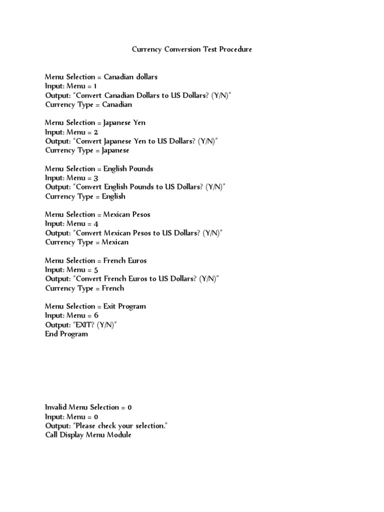 Currency Conversion Test Procedure | PDF