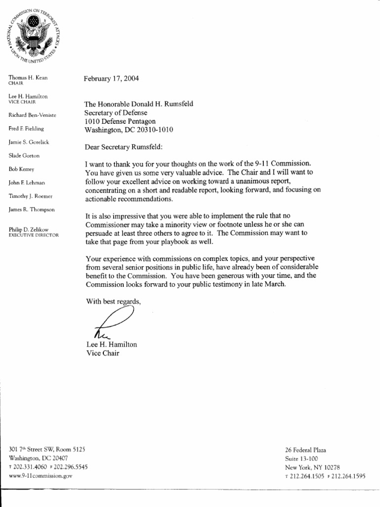 SD B2 DOD 1 of 2 FDR - 1-16-04 Rumsfeld Thoughts On Commission - Thank ...