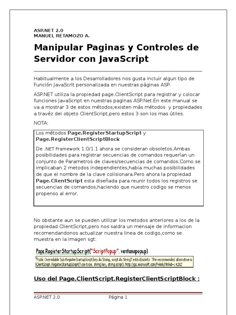 Manipular Paginas y Controles de ASP - NET 2.0 Con Javascript | PDF ... Manipular Paginas y Controles de ASP - NET 2.0 Con Javascript | PDF ...