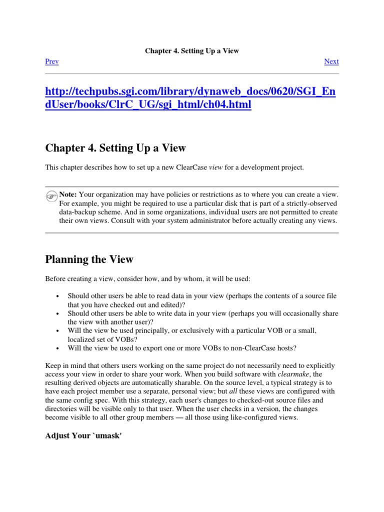 Creating A View In Clearcase Pdf System Software Computing