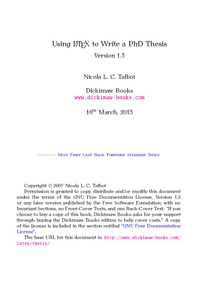 Using LATEX To Write A PHD Thesis | PDF | Free Software | Hyperlink