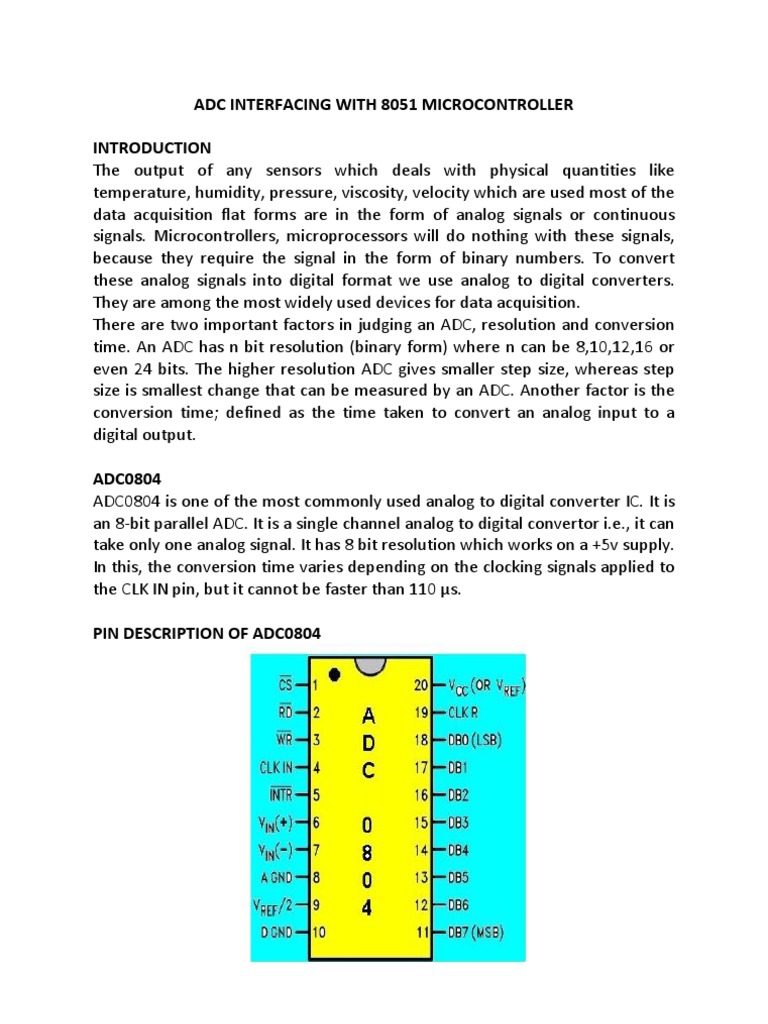 Document On Interfacing ADC With 8051 Microcontroller | PDF | Analog To ...