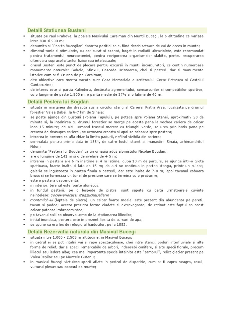 Statiunea Busteni - Atractii Turistice | PDF