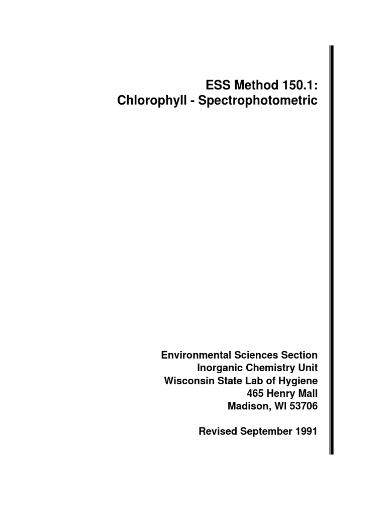 Spectrophotometric Chlorophyll Method | PDF